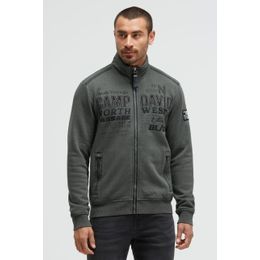 Sweatjacke CAMP DAVID, Herren, Gr. M, schwarz forest, Material: 50% Baumwolle, 50% Polyester, bedruckt, bestickt, relaxed fit normal, eingesetzt Rippbündchen, Sweatjacken Sweatjacke, mit Reißverschlusstaschen