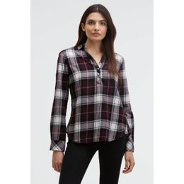 Langarmbluse SOCCX, Damen, Gr. L, night plum, Flanell, Material: 100% Baumwolle, bestickt, kariert, slim fit normal, hoch geschlossener Ausschnitt, &Auml;rmel mit &Auml;rmelschlitz 2-Knopf-Manschette, Blusen, aus Baumwolle