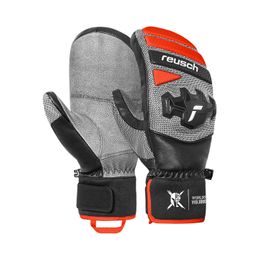 Fäustlinge Reusch "Worldcup Warrior Team Mitten", Damen, Gr. 10, schwarz, silberfarben, 73% Polyester, 25% Ziegenleder, 2% Polyurethan, mehrfarbig, Handschuhe, mit winddichter und atmungsaktiver Funktion