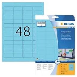 Herma Etiketten 4368 haftend DIN A4 Blau 45,7 x 21,2 mm 20 Blatt &agrave; 48 Etiketten