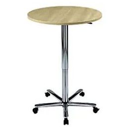 Hammerbacher VST Höhenverstellbar Stehtisch Ahorn Drehkreuz aus Metall 800 (B) x 800 (T) x 1.140 (H) mm Spanplatte, Kunststoff, Aluminium