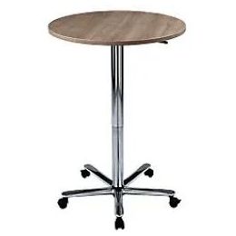 Hammerbacher VST Stehtisch Halbkreisförmig Walnuss Drehkreuz aus Metall 800 (B) x 800 (T) x 1.140 (H) mm Spanplatte, Kunststoff, Aluminium
