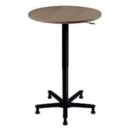 Hammerbacher VST Höhenverstellbar Stehtisch Freiform Walnuss Drehkreuz aus Metall 800 (B) x 800 (T) x 1.140 (H) mm Spanplatte, Kunststoff, Aluminium