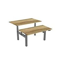euroseats Dual Bench Sitz-Stehschreibtisch Rechteckig Eiche H-Fuß-Gestell 1.600 (B) x 800 (T) x 1.305 (H) mm Metall