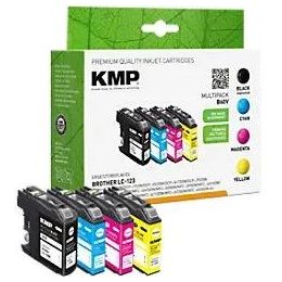 KMP Kompatibel Brother LC123VALBP Tintenpatrone Schwarz, Cyan, Magenta, Gelb Multipack 4 Stück
