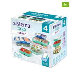 sistema 4tlg. Set: Lunchboxen "sistema Stax To Go" in T&uuml;rkis/ Blau - 10% | Aufbewahren-servieren