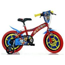 DINO BIKES Kinderfahrrad DINO "Paw Patrol 14 Zoll" Gr. 26, rot, Fahrräder, Kinder, 26cm, 14 Zoll (35,56cm), mit Stützrädern und Frontschild