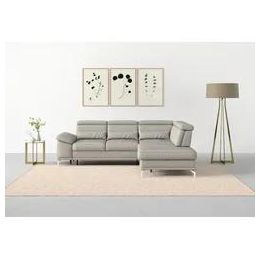 Sit & More Ecksofa SIT & MORE "Cabrio L-Form, B: 274 cm, mit Sitztiefen-, Arm- & Kopfteilverstellung", grau (hellgrau), B:274cm H:87cm T:230cm, Sofas, 3 Nierenkissen, Federkern, optional Bettfunktion und Stauraum
