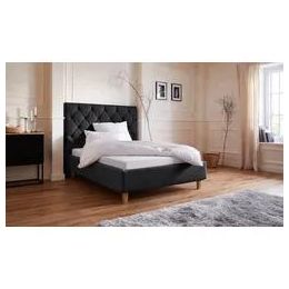 Polsterbett Home Affaire "Sunley 140", grau (anthrazit), B:163cm L:210cm, Struktur (100% Polyester);Samtstoff (100% Polyester), Betten, Kreuzsteppung, Kopfteilhöhe 142 cm, ohne oder mit Matratze/Lattenrost