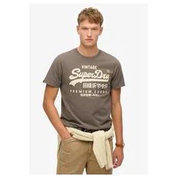 Rundhalsshirt Superdry "VL WORKWEAR RELAXED TEE", Herren, Gr. M, schwarz (vintage schwarz), Single Jersey, Obermaterial: 100% Baumwolle, bedruckt, Modisch, relaxed fit normal, Rundhals, Shirts