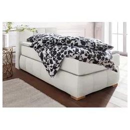 Boxspringbett Home Affaire "Chelles", beige (natur), B:107cm L:225cm, Samtoptik (100% Polyester);Bezug der Spiegelfläche Matratzendrell aus 100% Polyester;Struktur fein 100% Polyester), Komplettbetten, Boxspringbett, inkl. Kaltschaumtopper, in 5 Breiten und 3 Matratzenarten