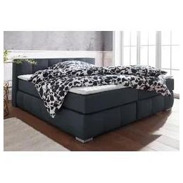 Boxspringbett Home Affaire "Chelles", grau (anthrazit), B:207cm L:225cm, Samtoptik (100% Polyester);Bezug der Spiegelfläche Matratzendrell aus 100% Polyester;Struktur fein 100% Polyester), Komplettbetten, Boxspringbett, inkl. Kaltschaumtopper, in 5 Breiten und 3 Matratzenarten