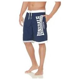 Boardshorts Lonsdale "CLENNELL", Herren, Gr. 3XL, N-Gr, blau (navy, weiß), Obermaterial: 100% Polyester. Futter: 100% Polyester, bedruckt, unifarben mit Farbeinsätzen, Sportlich, bequem, Hosen, Badeshorts, Innenhose aus Mesh