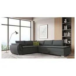 Ecksofa Inosign "Göteborg", grau (anthrazit), B:320cm H:93cm T:253cm, 100% Polyester, Sofas, mit Boxspring-Bettfunktion und Bettkasten, Dauerschlaffunktion, Topper