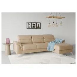 Sit & More Ecksofa SIT & MORE "Sinatra L-Form", braun (macchiato), B:258cm H:85cm T:170cm, 100% Polyester, Sofas, mit Recamiere, optinal mit Kopfteilverstellung und Armteilfunktion