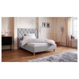 Polsterbett Home Affaire "Sunley 140", grau (hellgrau), B:163cm L:210cm, Struktur (100% Polyester), Samtstoff (100% Polyester), Betten, Kreuzsteppung, Kopfteilhöhe 142 cm, ohne oder mit Matratze/Lattenrost