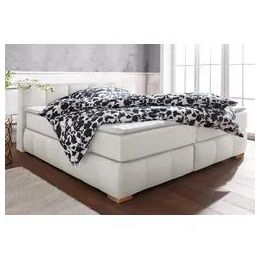 Boxspringbett Home Affaire "Chelles", beige (natur), B:207cm L:225cm, Samtoptik (100% Polyester);Bezug der Spiegelfläche Matratzendrell aus 100% Polyester;Struktur fein 100% Polyester), Komplettbetten, Boxspringbett, inkl. Kaltschaumtopper, in 5 Breiten und 3 Matratzenarten