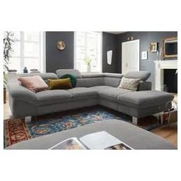 Ecksofa COTTA "Driver L-Form", grau (stone), B:266cm H:73cm T:214cm, Struktur (100% Polyester);Chenille (90% Polyester, 10% Polyamid), Sofas, mit Kopfteilverstellung, wahlweise mit Bettfunktion & Bettkasten