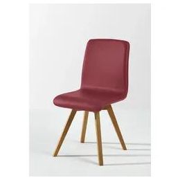 4-Fußstuhl MASSIVLINE & MORE "Karla", rot (lotos 9726 weinrot, wildeiche), B:48cm H:56cm T:56cm, Kunstleder, Massivholz, Stühle, Gestell aus Massivholz