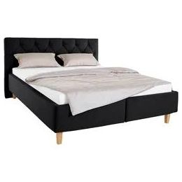 Polsterbett Home Affaire "Sunley 100", grau (anthrazit), B:183cm L:210cm, Struktur (100% Polyester), Strukturstoff (100% Polyester), Betten, Kreuzsteppung, Kopfteilhöhe 102 cm, ohne oder mit Matratze/Lattenrost
