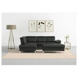 Sit & More Ecksofa SIT & MORE "Cabrio L-Form, B: 274 cm, mit Sitztiefen-, Arm- & Kopfteilverstellung", grau (anthrazit), B:274cm H:87cm T:230cm, Sofas, 3 Nierenkissen, Federkern, optional Bettfunktion und Stauraum