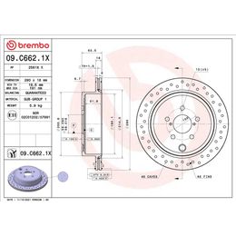 Brembo Bremsscheibe hinten rechts links Gelocht/innenbel. 290mm f&uuml;r TOYOTA SUBARU 26700AJ010 SU00310629 SU00300638 09.C662.1X