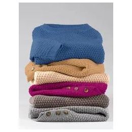 Strickpullover Classic Basics "Langarm-Pullover", Damen, Gr. 56, blau (mittelblau), 100% Polyacryl, unifarben, Pullover