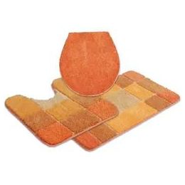 Badematte my home "Pia, Badvorleger, Badezimmer Teppich" Gr. 11, orange (terra), H:20mm, Polyester, Badematten, Badteppich, karierte Badematten, rechteckig, rund & als 3-tlg. Set
