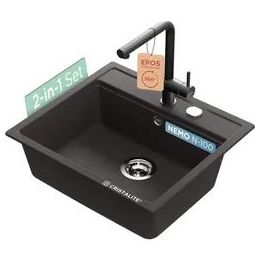 Granitspüle Schock "Nemo N-100 und Armatur Epos", schwarz, B:75 H:29 T:51, Domogranit, Küchenspülen, bestehend aus Spüle und Armatur