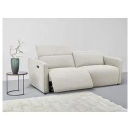 2-Sitzer Inosign "KYLLY, XXL (208 cm) elektrische Relax- und Liegefunktion in 2 Sitzen", beige (creme), B:208cm T:106cm, Sofas, Mega-Sofa, Kopfteilverstellung, USB A/ C, Federkern, Feinstruktur