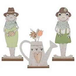 Dekofigur CREATIV HOME "Frösche mit Gießkanne", grün, B:13cm H:32cm T:5cm, Filz, Dekofiguren, mit niedlichen Applikationen