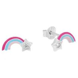 Paar Ohrstecker Prinzessin Lillifee "Sternschnuppe-Motiv, 2039761", silberfarben, rosa, pink, türkis, kristallweiß, kristallweiß, Ohrringe, Mädchen, Silber 925 (Sterlingsilber), mit Zirkonia (synth.)