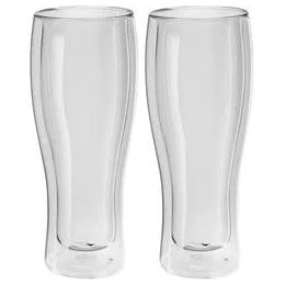 Bierglas Zwilling "Sorrento Bar", transparent, B:8,4cm H:20cm, Borosilikatglas, Trinkgefäße, Doppelwandig, Borosilikatglas, 2-tlg., je 410 ml