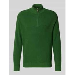 Fynch-Hatton Strickpullover mit Troyer-Kragen und Label-Stitching