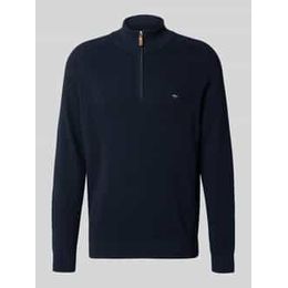 Fynch-Hatton Strickpullover mit Troyer-Kragen und Label-Stitching