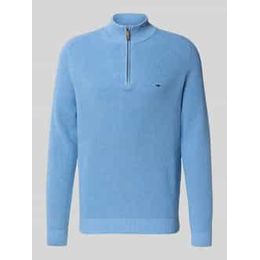 Fynch-Hatton Strickpullover mit Troyer-Kragen und Label-Stitching