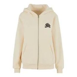Sweatjacke MISS TEE "Miss Tee Romantic Dreamers Ladies Fluffy Zip Hoody", Damen, Gr. XS, beige (sandweiß), 70% Baumwolle, 30% Polyester, Sweatjacken