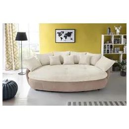 Big-Sofa Inosign "Aruba", mud, ivory, B:238cm H:79cm T:140cm, Luxus-Microfaser (100% Polyester); Microfaser-Feinstruktur (pflegeleichte Microfaser, mit feiner Struktur, 100% Polyester), Sofas, gemütliches Megasofa in XXL in organischer Form mit vielen Kissen