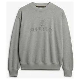 Sweatshirt Superdry "BRITISH DESIGN RELAXED CREW", Damen, Gr. XL, grau (grau marl), Sweatware, Obermaterial: 100% Seide, meliert, relaxed fit, Rundhals, Sweatshirts