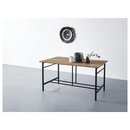 Esstisch Home Affaire "Sare", beige (natur, schwarz, natur), B:120cm H:77cm T:85cm, Tische, mit Echtholzfurnier aus Eiche