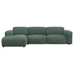 Ecksofa FLEXLUX "Lucera bequem und komfortabel durch hochwertigen Sitzaufbau, L.Form", grün (dusty grün), B:284cm H:73cm T:171cm, 85% Polyester/15%Polyamide, Sofas, modern & anschmiegsam, Kaltschaum, Stahl-Wellenunterfederung
