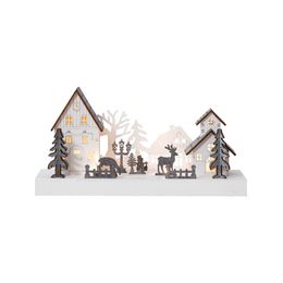 STAR TRADING LED Winterdorf &sbquo;Fauna&lsquo;, 3D, Holz, braun-wei&szlig; in Wei&szlig; | Gr.: onesize