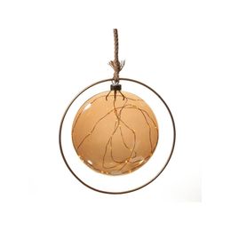 MARELIDA LED Glaskugel mit Juteseil beleuchtet mit Timer D: 26cm in braun | Gr.: onesize