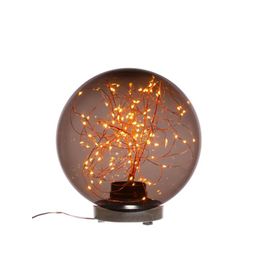 MARELIDA LED Kugel mit Drahtlichterkette stehend f&uuml;r Au&szlig;en D: 25cm in rauchgrau | Gr.: onesize