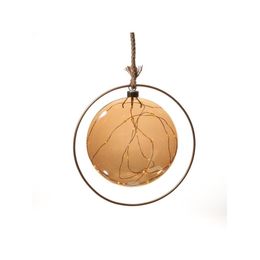 MARELIDA LED Glaskugel mit Juteseil beleuchtet mit Timer D: 20cm in braun | Gr.: onesize