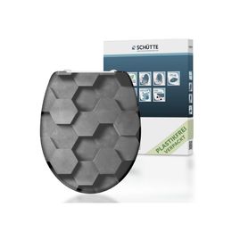 Franz Joseph Schütte Duroplast WC-Sitz GREY HEXAGONS, mit Absenkautomatik und Schnellverschluss | Gr.: onesize