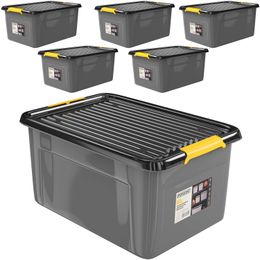 Monzana Aufbewahrungsbox 6er-Set Grau/Anthrazit 58x39x25cm stapelbar