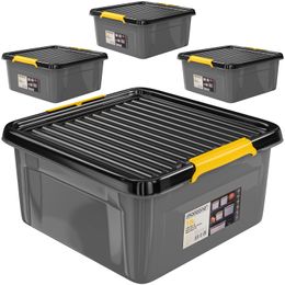 Monzana Aufbewahrungsbox 4er-Set Grau/Anthrazit 39x39x16cm stapelbar