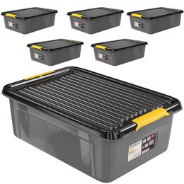 Monzana Aufbewahrungsbox 6er-Set Grau/Anthrazit 58x39x16cm stapelbar