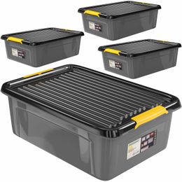 Monzana Aufbewahrungsbox 4er-Set Grau/Anthrazit 58x39x16cm stapelbar